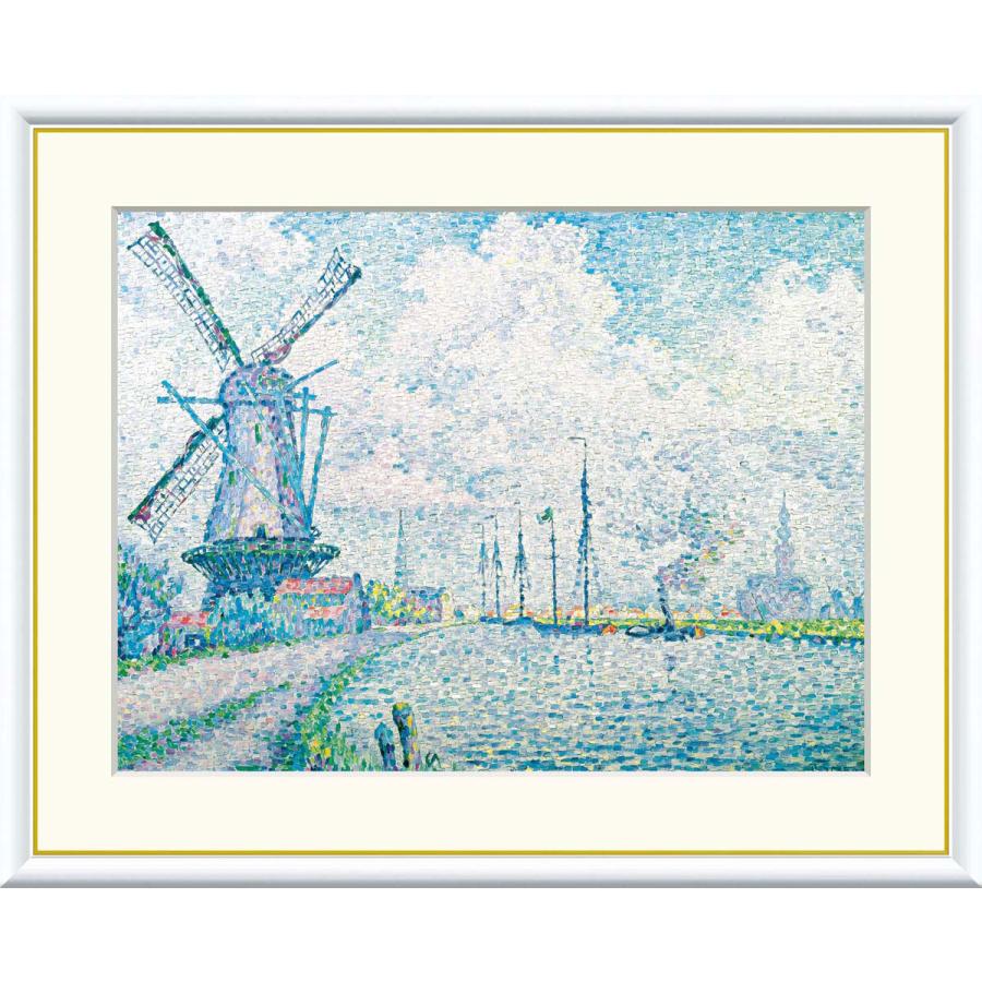 シニャック オーヴェルシーの運河 （F8サイズ）（紐・フック付） 約横61×縦49.5cm インテリアアート（額絵） 世界の名画 g5171 ...