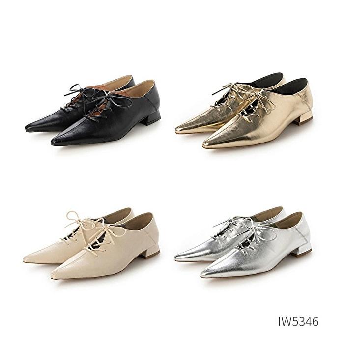 EVOL イーボル ソフト ポインテッド レースアップ パンプス IW5346 レディース シューズ 靴 ポンテッドトゥ ローヒール : 結い ...