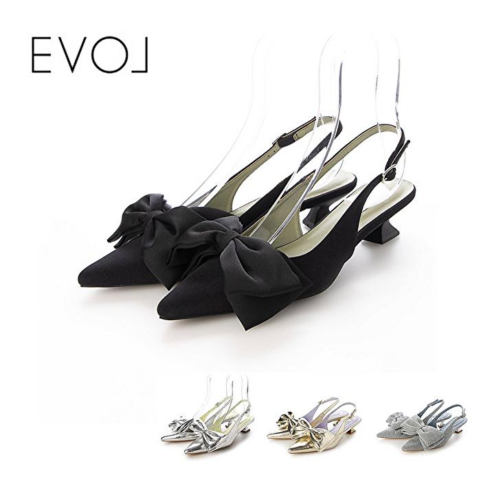 EVOL イーボル 取り外し可 リボンバックバンドパンプス IX5445 レディース カジュアル シューズ パンプス パーティー デザイン ...