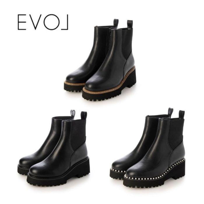 EVOL イーボル 6.5cm厚底ソールサイドゴアショートブーツ IX5512 ショート ブーツ レディース シューズ 靴 : 結い輪堂 ...
