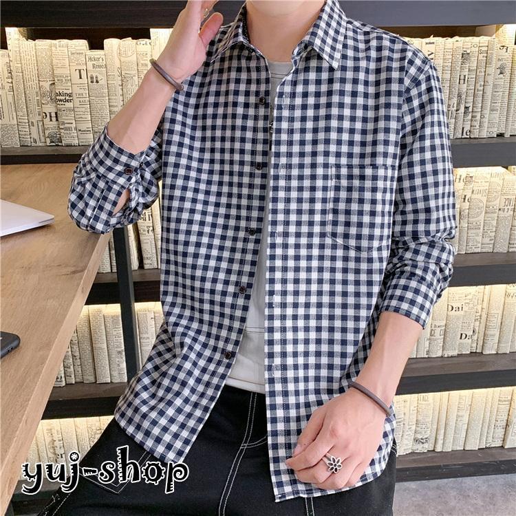 チェックシャツ メンズ 秋服 秋物 トップス シャツ カジュアルシャツ トップス チェック柄 長袖 ファッション : bm-1106-kkrsin105 : Yuj Shop - 通販 ...