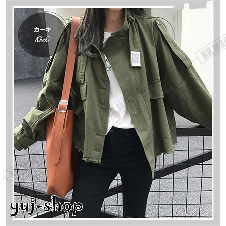 アウター ブルゾン ジャケット レディース 秋 春 薄手 ミリタリー ゆったり ショート丈 カジュアル 体型カバー 羽織 : Yuj Shop - 通販 - Yahoo!ショッピング