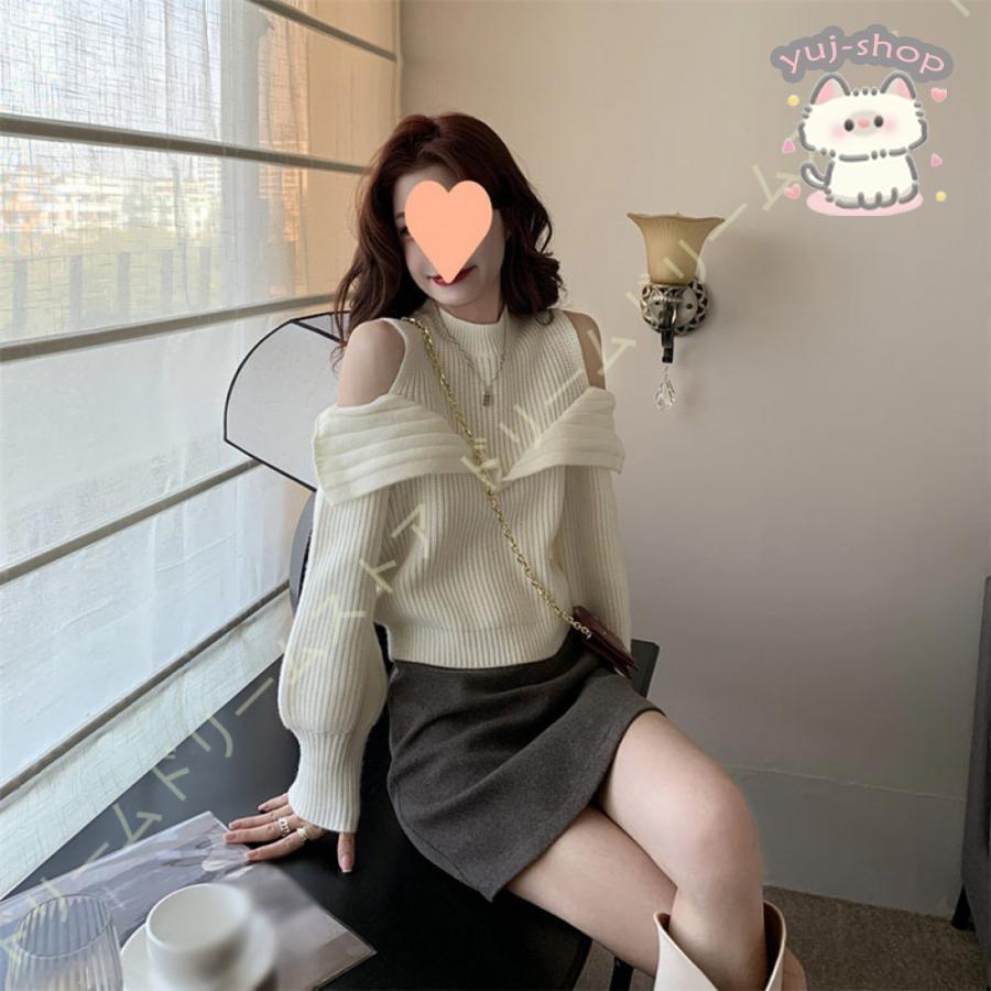 ニット レディース 長袖 セーター トップス オフショルダー シンプル ストレッチ あったか ハイネック 肩出し 無地 きれいめ インナー 着痩せ : Yuj Shop - 通販 ...