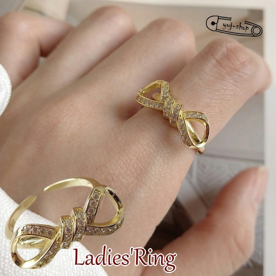 オープンリング 指輪 レディース 女性 アクセサリー シルバー925 リボン ラインストーン 大人女子 エレガント ちょうちょ結び インフ : bm-1202-cjz702 : Yuj ...