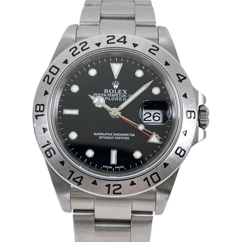 ROLEX 【ROLEX】ロレックス エクスプローラーII 16570 腕時計 ステンレススチール メンズ K番 黒文字盤 ブラック 自動巻き ダブルバックル 中古 : YUKICHIストア ...