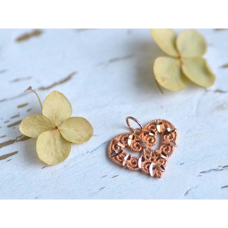 18金 K18 PG ハート プレートすかし チャーム : ユキコ オオクラ 大倉珊瑚店 - 通販 - Yahoo!ショッピング