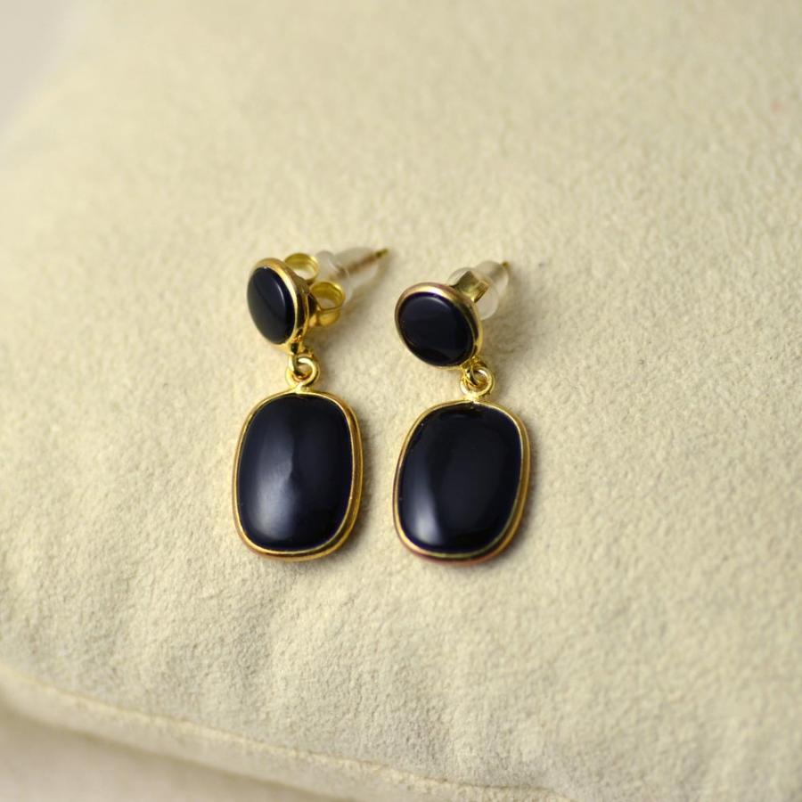 SV シルバー 925 オニキス デザイン ピアス : ユキコ オオクラ 大倉珊瑚店 - 通販 - Yahoo!ショッピング