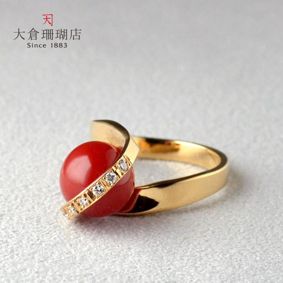 K18 ダイヤ入り 血赤珊瑚 丸珠(10.5mm)リング : ユキコ オオクラ 大倉珊瑚店 - 通販 - Yahoo!ショッピング