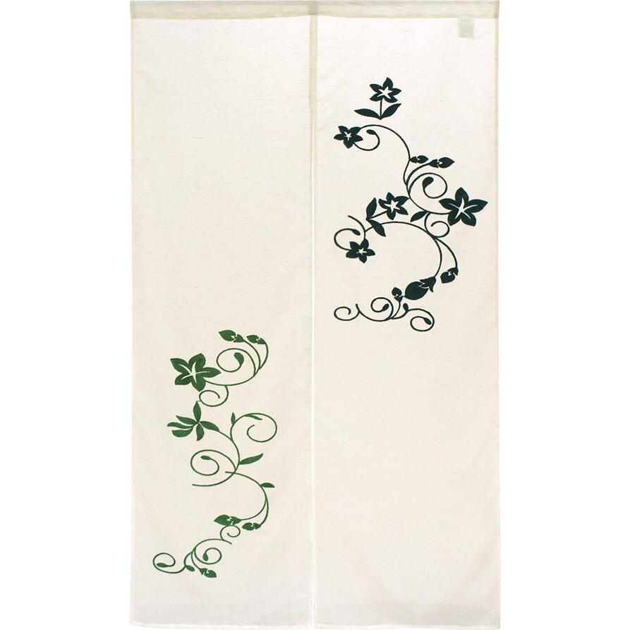 麻混刺繍のれん洋柄洋風 85x150cm/「刺繍_リーフグリーン」リーフ94786-cos : ユキミ家具 - 通販 - Yahoo!ショッピング