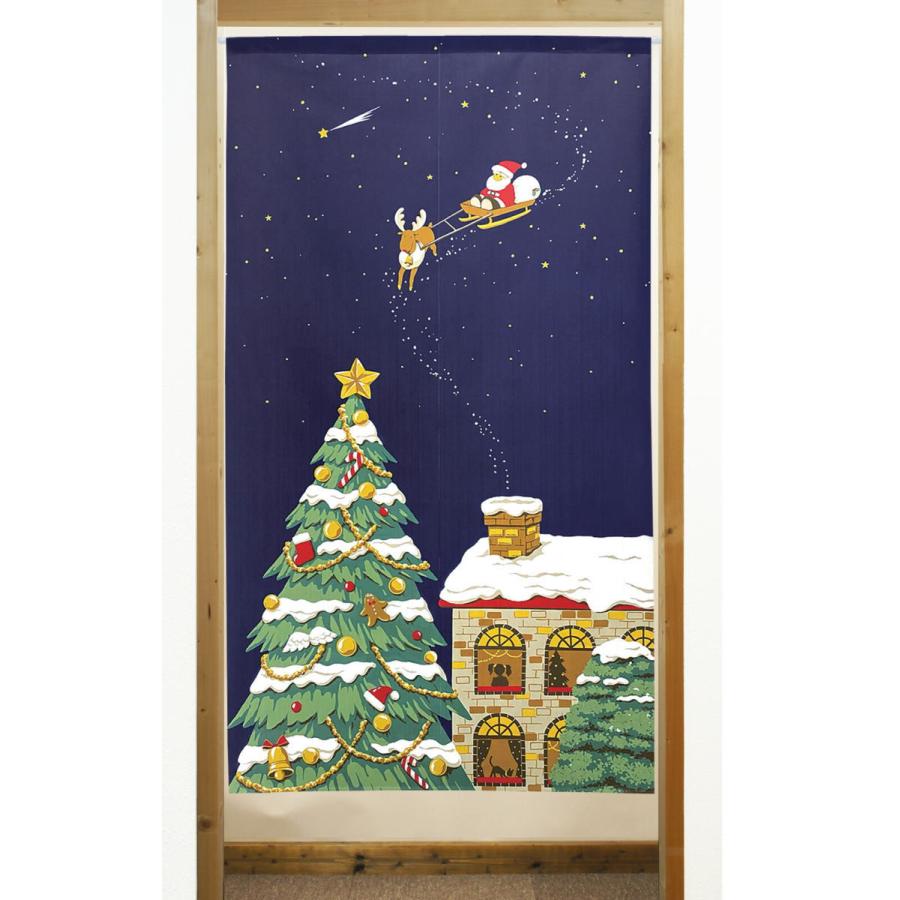 クリスマスのれん幅 85cm × 丈 150cm「星空とサンタクロース」【日本製】cos-94782 : cos-94782 : ユキミ家具 - 通販 - Yahoo!ショッピング