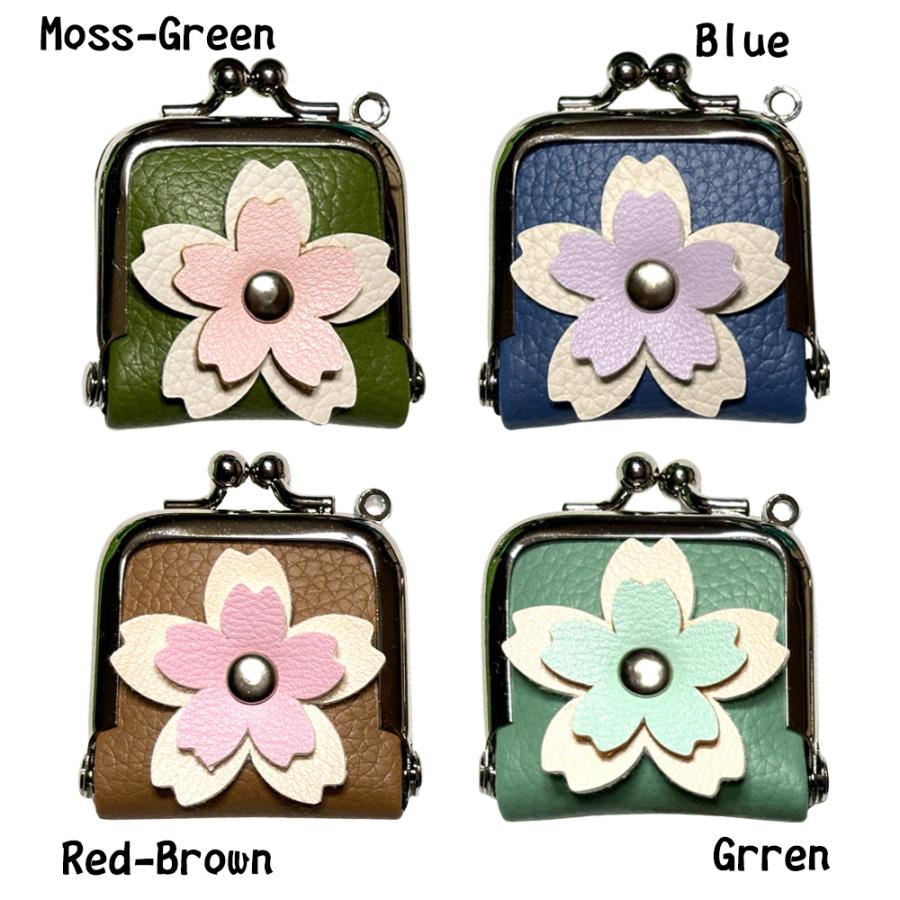 がま口キーリング PU 合皮 さくらの花 2枚重ね ミニ がま口 小銭 がま口キーリング PU 合皮 さくらの花 2枚重ね ミニ がま口 小銭