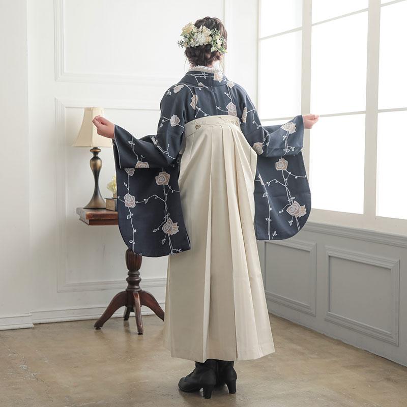 袴 レンタル 小学生 墨紺色 ばら(G961) 卒業式 女の子 ジュニア AG343 : 京都着物レンタル夢館 Yahoo!店 - 通販 - Yahoo!ショッピング