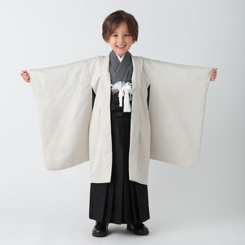 753 七五三 着物 レンタル 5歳 男の子 クリーム・黒縞×黒無地 端午の節句 こどもの日 BY122 : 京都着物レンタル夢館 Yahoo!店 - 通販 - Yahoo!ショッピング