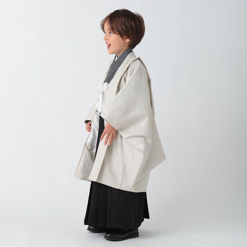 753 七五三 着物 レンタル 5歳 男の子 クリーム・黒縞×黒無地 端午の節句 こどもの日 BY122 : 京都着物レンタル夢館 Yahoo!店 - 通販 - Yahoo!ショッピング