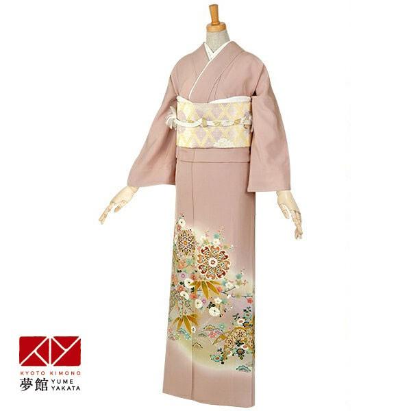 色留袖 レンタル 袷 ピンク 金駒刺繍梅に竹と松 対応身長147〜159cm 結婚式 叙勲 ホテル・式場への直送OK E054｜レンタル