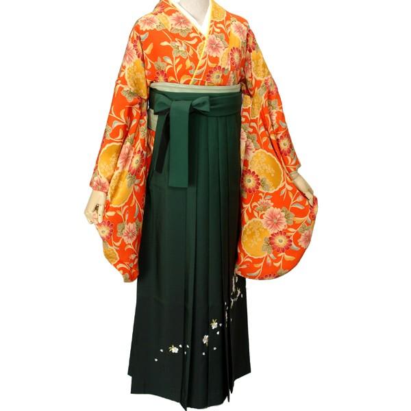 卒業式 袴 セット レンタル 大学 大人 レディースオレンジ菊柄