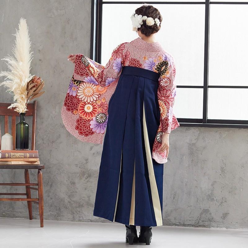 卒業式 袴セット 大学生 赤鹿の子菊花 謝恩会 女の子 二尺袖 貸衣装 定価30800セール中！ G898 : 京都着物レンタル夢館 Yahoo!店 - 通販 - Yahoo!ショッピング