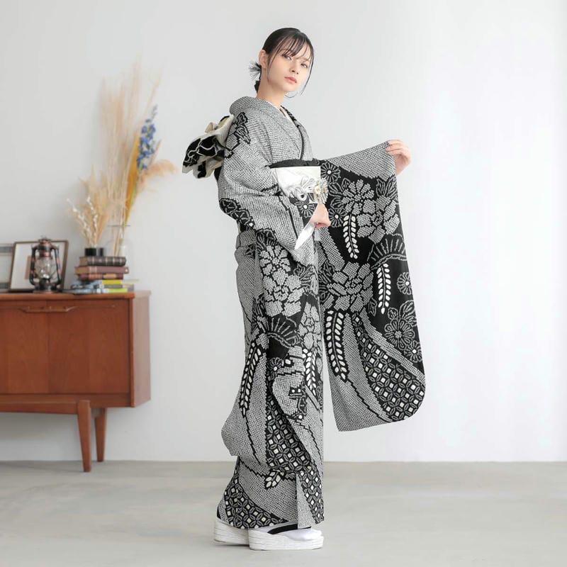 SALE 振袖レンタル 総絞り 黒 牡丹に藤 成人式 結婚式 対応身長 SALE 振袖レンタル 総絞り 黒 牡丹に藤 成人式 結婚式 対応身長