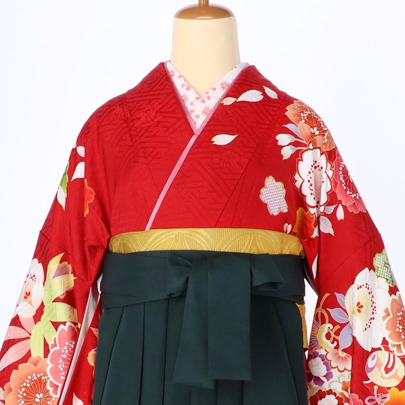 卒業式 袴セット 赤 桜と毬に宝尽し(絹) レンタル 大学生 振袖袴 卒業式 袴セット 赤 桜と毬に宝尽し(絹) レンタル 大学生 振袖袴