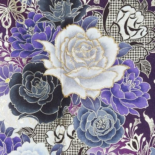 振袖 レンタル 成人式 結婚式 濃紫 薔薇(絹）12月〜1月利用 対応身長165〜169cm RS1364 : 京都着物レンタル夢館 ...