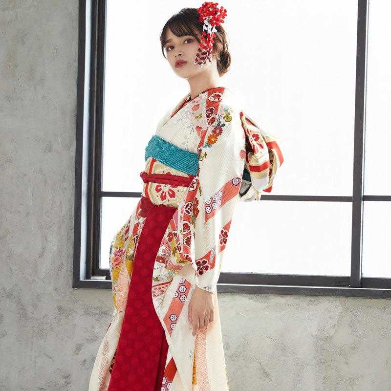 振袖 レンタル 成人式 結婚式 白 吉祥熨斗目に枝垂桜(宅)(R1425 振袖 レンタル 成人式 結婚式 白 吉祥熨斗目に枝垂桜(宅)(R1425