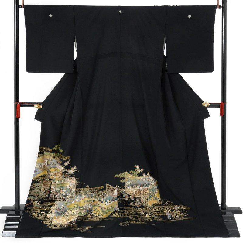 セール開催中 黒留袖 レンタル 結婚式 屏風 平安絵図 貸衣装 フルセット 対応身長147〜159cm T412 : 京都着物レンタル夢館 Yahoo!店 - 通販 - Yahoo!ショッピング