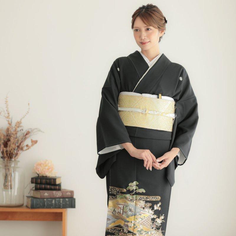 セール開催中 黒留袖 レンタル 結婚式 屏風 平安絵図 貸衣装 フルセット 対応身長147〜159cm T412 : 京都着物レンタル夢館 Yahoo!店 - 通販 - Yahoo!ショッピング