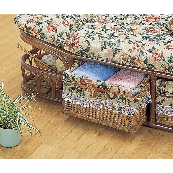 ソファ・ソファベッド ソファ 籐 カウチソファー Y888 ラタン 今枝商店 クッション2個付き 収納もたっぷり 籐家具オープンラック ...