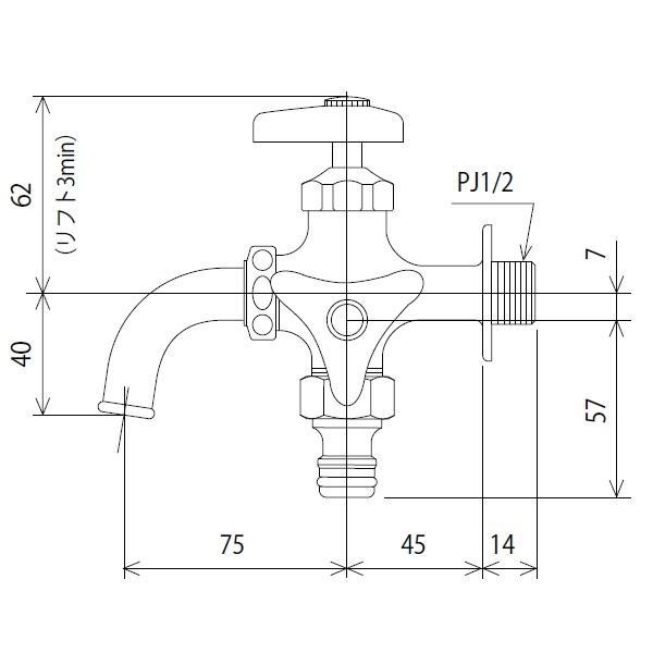 KVK 屋外ホース接続ニップル付二口横水栓 一般地用 【品番：K124SPJ】 : 生活雑貨 yutorito - 通販 - Yahoo!ショッピング