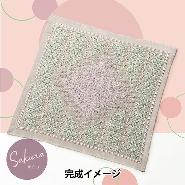 刺しゅうキット 『刺し子キット 一目刺しの花ふきん La bouquetiere サクラ SK433』 Olympus オリムパス ...