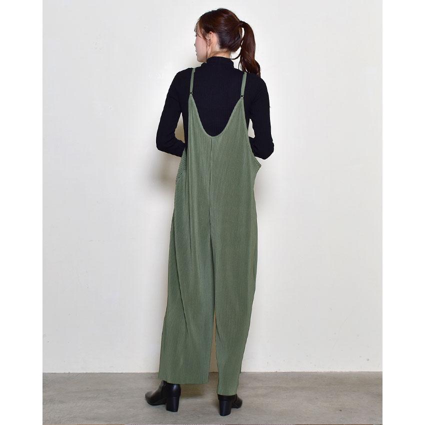 NACHU＆DIARY SALE （ネコポス配送） オールインワン レディース サロペット キャミパンツ プリーツ RY-83 黒 秋 ナチュ ...