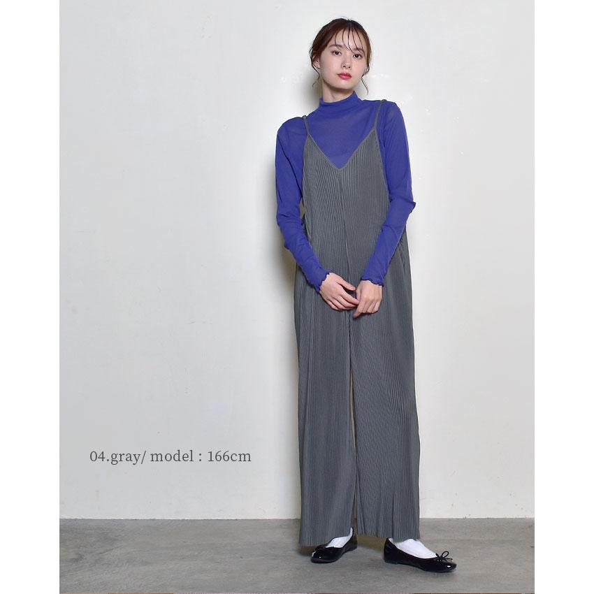 NACHU＆DIARY SALE （ネコポス配送） オールインワン レディース サロペット キャミパンツ プリーツ RY-83 黒 秋 ナチュ ...