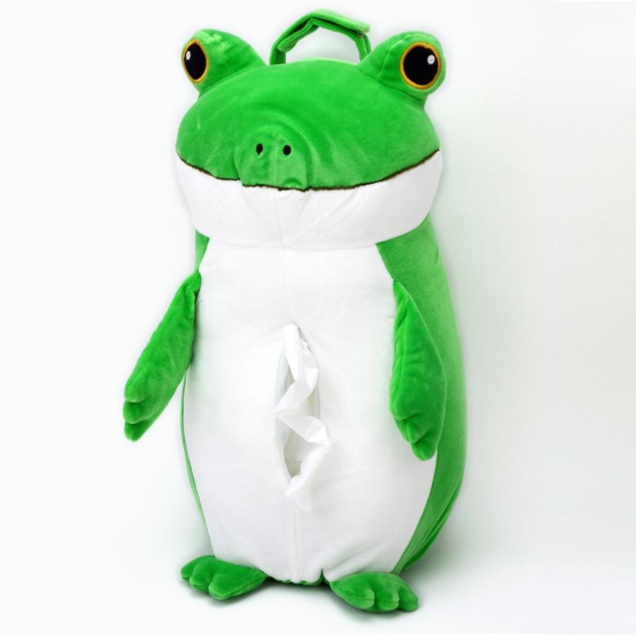 ティッシュカバー カエル ぬいぐるみ グリーンティッシュケース 引っ掛け 置き両用 置き型 壁掛型 もこもこ ふわふわ かえる 蛙 ティッシュ ...