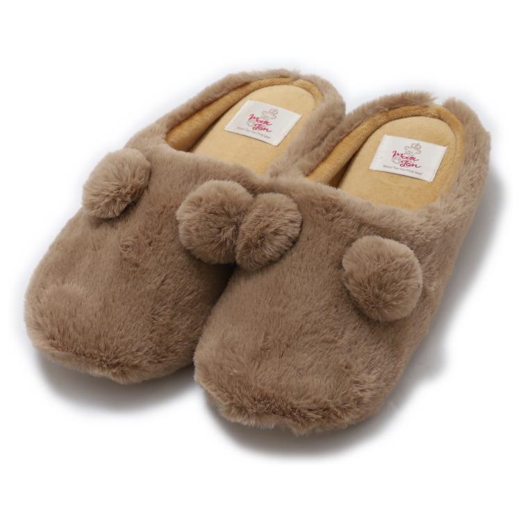 ナルエー くま スリッパ ベア ベージュ ブラウンクマ ルームシューズ ボア narue moon tan おしゃれ アニマル 室内履き ...