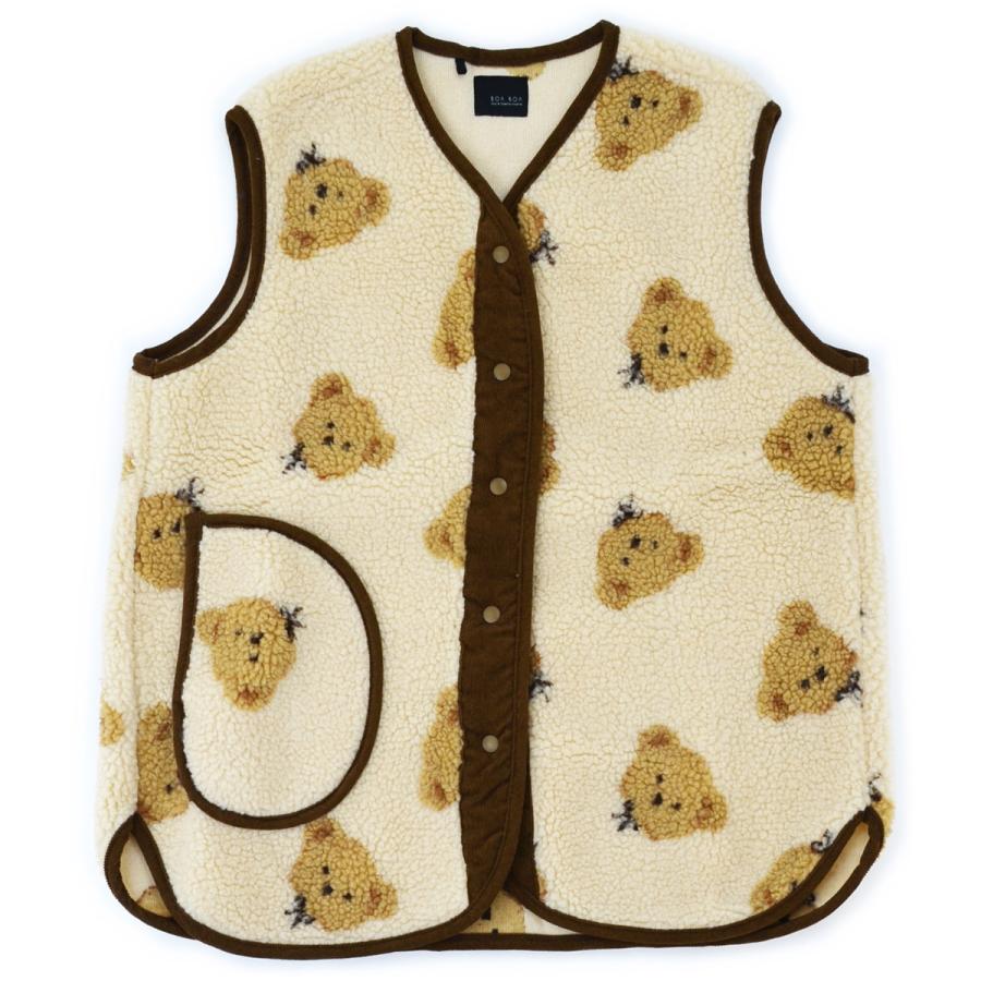 ベスト ルームウェア チェック ベア ボア ブルーム ベスト フレンズヒルレディース ジャガードボア ネイビー ベージュ ピンク 前開き ...