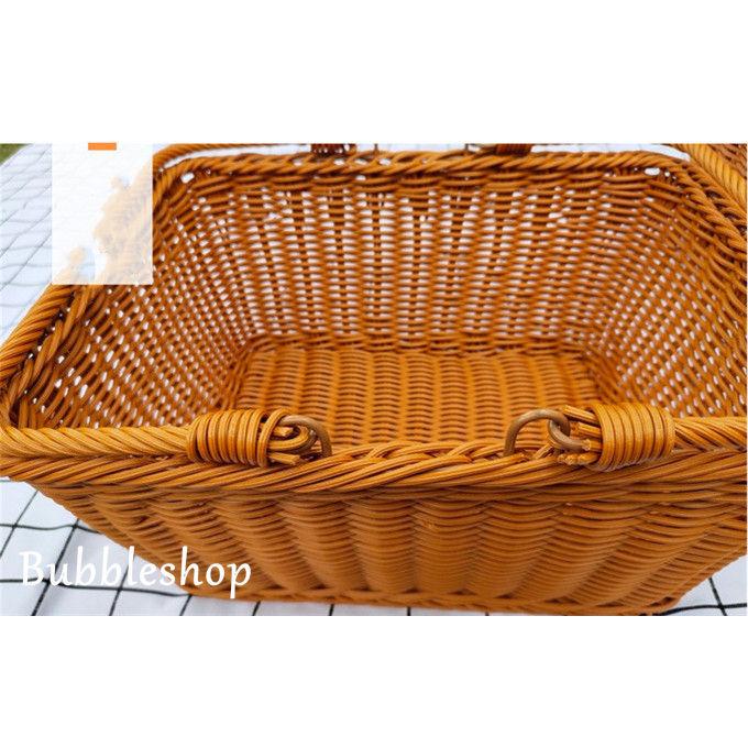 ピクニックバスケット ショッピングバスケット エコバッグ ハンドル付き PP藤製 大容量 アウトドア 収納ボックス インテリア キッチン収納 ...