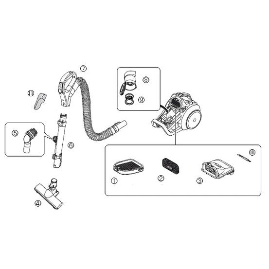 ツインバード（TWINBIRD） ツインバード工業 YC-T212 家庭用クリーナー トリプルアクセルサイクロン アフターパーツ すき間ノズル ...