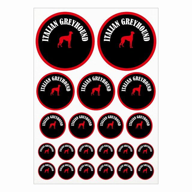 ドッグ ステッカー カラフル イタリアングレーハウンド ブラック＆レッド A4サイズ まとめて詰め合わせ サイズ別 丸型 21枚セット : s-rddogs-0059 : 雑貨屋フェリーチェ ...