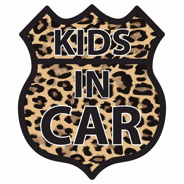 KIDS IN CAR ステッカー ヒョウ柄 ルート66 カーステッカー シール sticker 安全対策 あおり運転 : 雑貨屋フェリーチェ ...