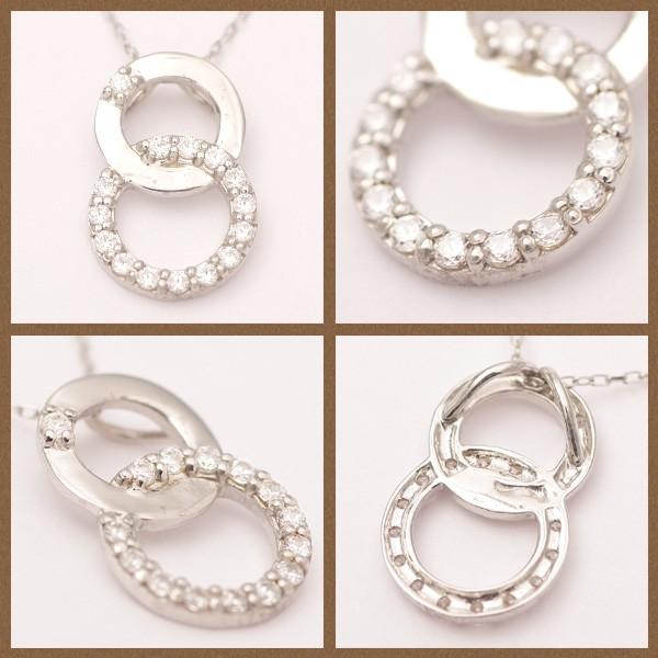 ネックレス me on... K10ホワイトゴールド・天然ダイヤモンド・ダブルリングモチーフネックレス 65722 : little mama ...