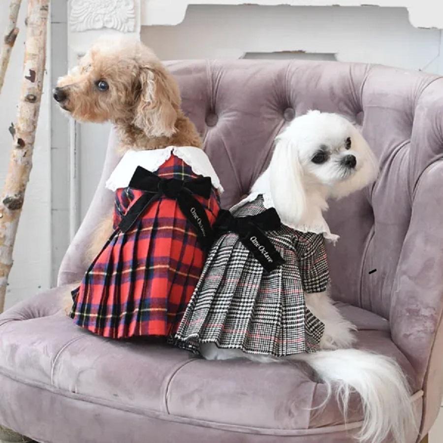 One Octave 犬 服 犬服 ペット服 ドッグウェア 犬の服 ワンピース | ONE OCTAVE レースカラーチェックワンピース 21a トップス コーデ : 雑貨ネットオンライン ...