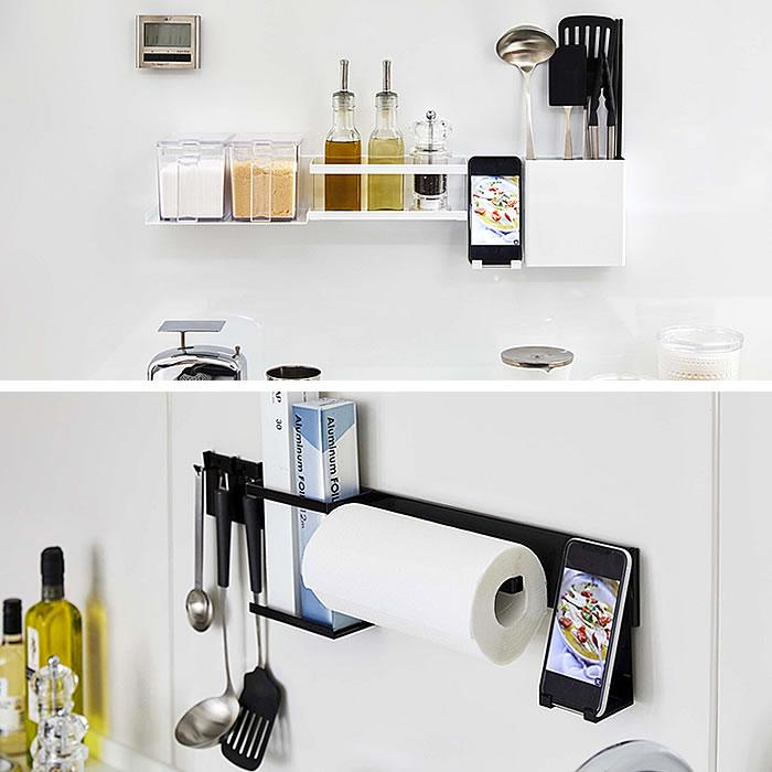 tower フィルムフック キッチンウォールバー タワー キッチン収納 幅63cm 壁面収納 調味料 おしゃれ 白 黒 ホワイト ブラック 5674 5675 山崎実業 yamazaki ...