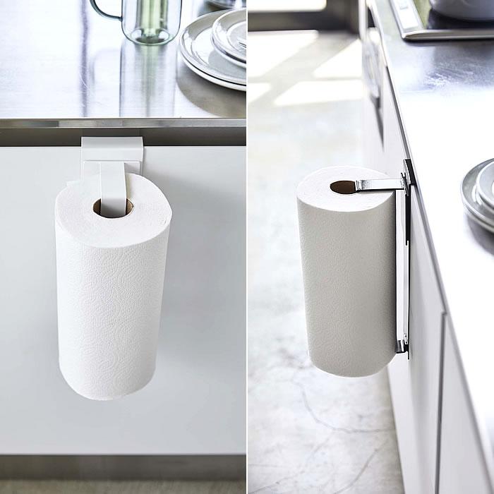 tower シンク扉キッチンペーパーホルダー タワー 縦置き 大判 大きい 台所 収納 調節可能 清潔 スタンド 白 黒 ホワイト ブラック 5696 5697 山崎実業 yamazaki ...