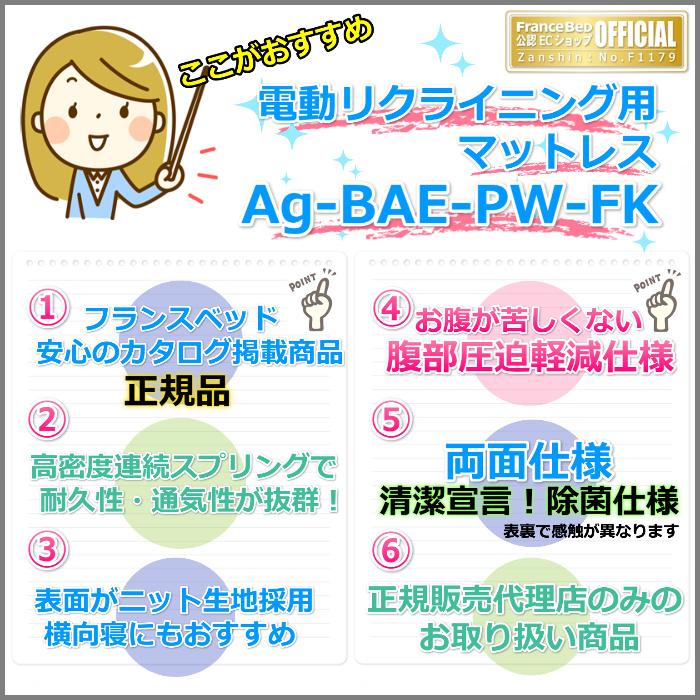 フランスベッド リクライニングマットレス Ag-BAE-PW-FK 【送料・開梱設置無料】 セミダブル 電動ベッド用マットレス 腹部圧迫軽減仕様 高級電動ベッド :fb-ag-bae-pw ...