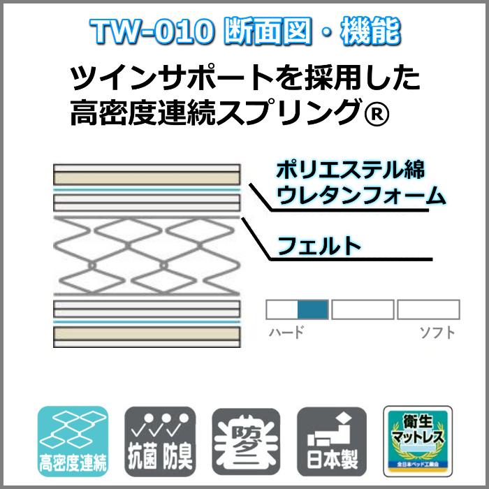 フランスベッド 【寝装品3点セット付き 搬入開梱設置無料】 TW-010 シングル マットレス 硬めの寝心地 動画公開中 ツインサポート 高密度連続スプリング : ベッド・マットレス専門店 ...