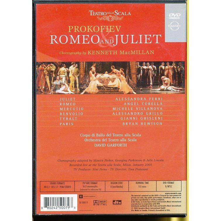 KA685 アレッサンドラ・フェリ/アンヘル・コレーラ/ミラノ・スカラ座バレエ団「バレエ ロミオとジュリエット(マクミラン版)」DVD 輸入盤 : ざうるす - 通販 - Yahoo!ショッピング