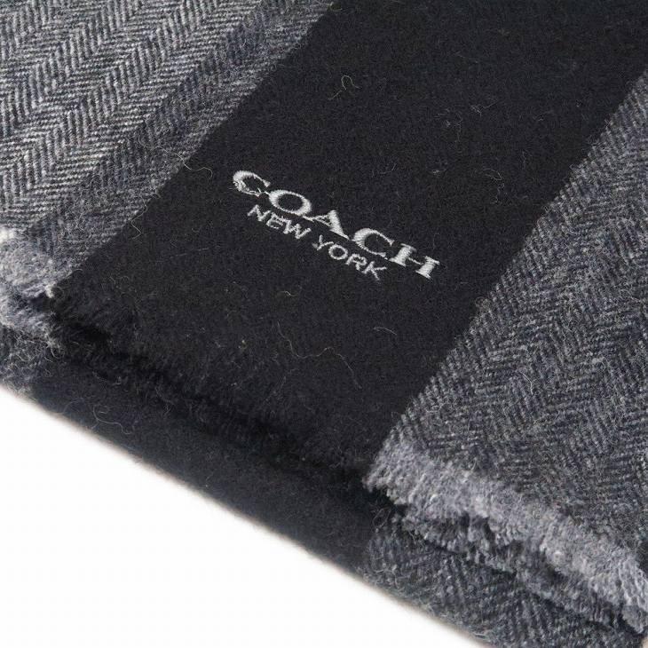 COACH コーチ マフラー メンズ ストール カシミヤ混 ブラック黒 COACH コーチ マフラー メンズ ストール カシミヤ混 ブラック黒