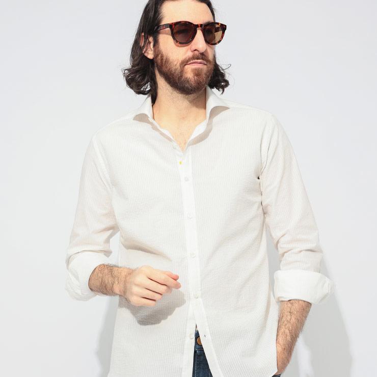 GIANNETTO (ジャンネット) シアサッカー ホリゾンタルカラー 長袖 シャツ GT51276A7040L : ゼンオンライン - 通販 - Yahoo!ショッピング