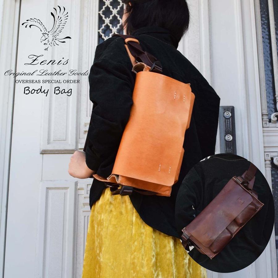 PEAKS PEAK ボディーバック メンズ レディース シンプルなデザインで使いやすい ワンショルダー かわいい 本革 レザー Zenis ...