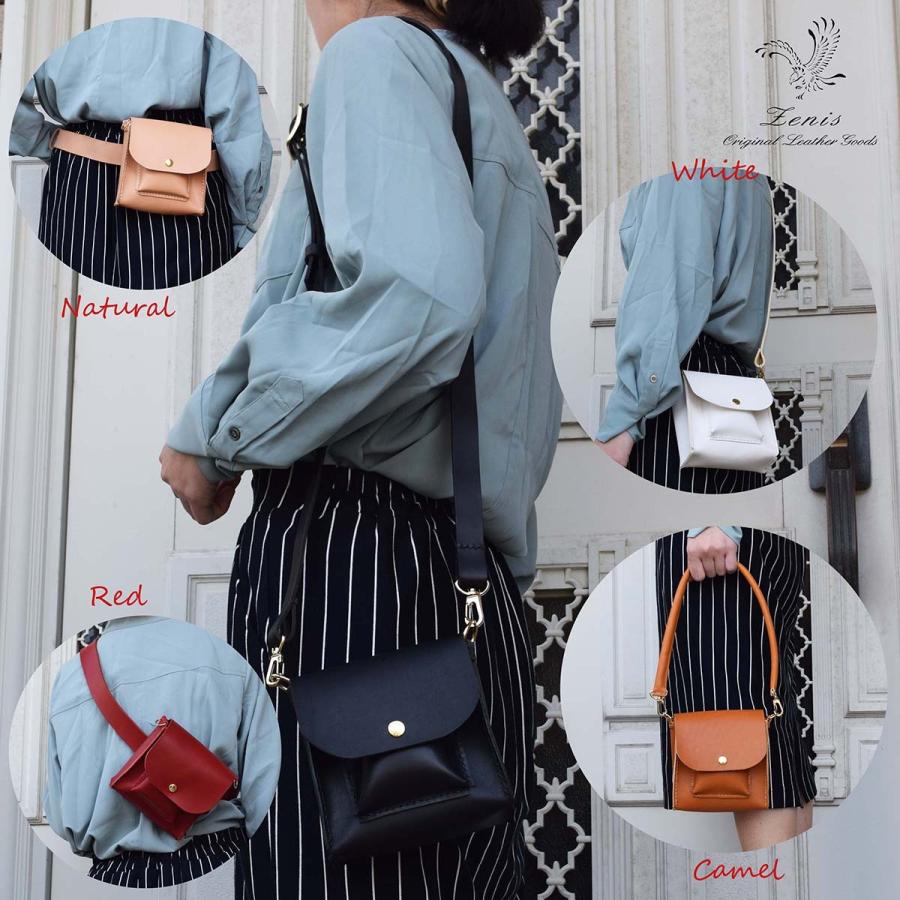 ショルダーバッグ レディース 5カラー 本革 レザー 5way ミニポシェット ボディーバッグ ウエストバッグ ハンドバッグ Zenis B ...